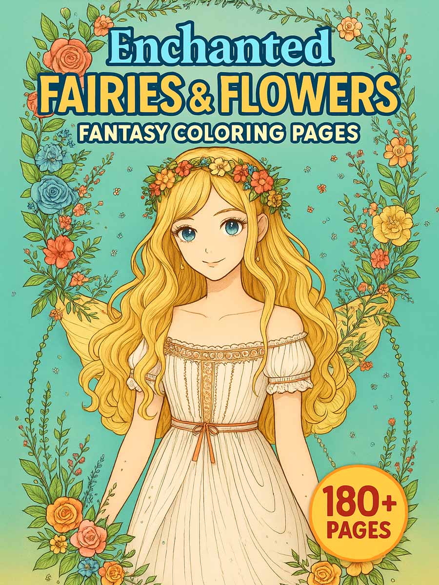 Enchanted Fairies & Flowers – 180+ Fantasy Coloring Pages - Coloring ...