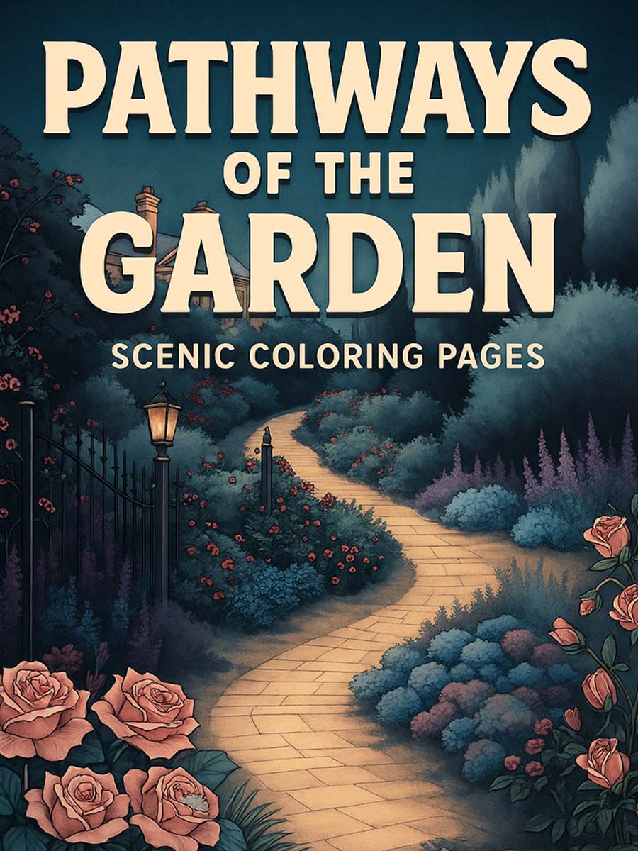 Pathways of the Garden – 25 Scenic Coloring Pages - Coloring Page Store